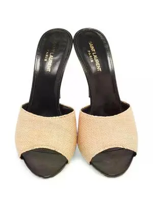 Saint Laurent La 16 Raffia Slide Sandals
