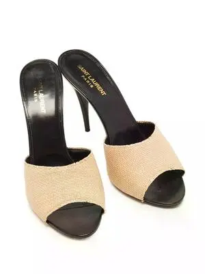 Saint Laurent La 16 Raffia Slide Sandals