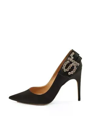 SERGIO ROSSI Satin Crystal-embellished Bow Pumps
