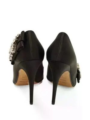 SERGIO ROSSI Satin Crystal-embellished Bow Pumps
