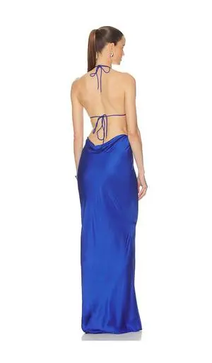 Nbd Satin Halterneck Maxi Dress