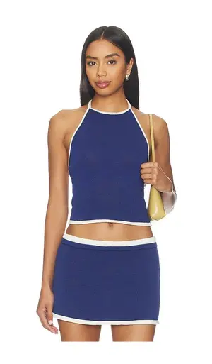 SEROYA Zava Knit Halterneck Top - Blue