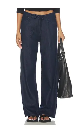 Rag & Bone Phoebe Featherweight Drawstring Wide Jeans - Blue