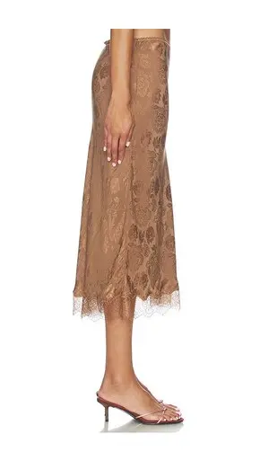 Ronny Kobo Mina" Jacquard Lace Trim Midi Skirt