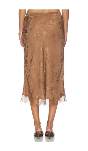 Ronny Kobo Mina" Jacquard Lace Trim Midi Skirt