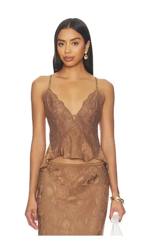 Ronny Kobo Danielle Lace Top - Brown