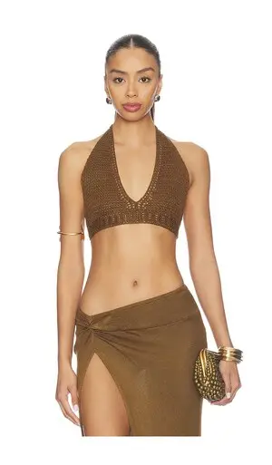 FLOOK THE LABEL Kyla Halterneck Top - Brown