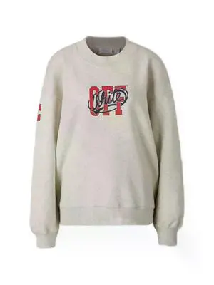 Off-white Drop Shoulder Sweatshirts Hoodies For Women