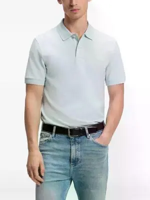 BOSS Pallas Logo-embroidered Piqué Polo Shirt - Blue
