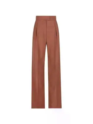 Valentino Garavani Pleated Wide-leg Wool Trousers - Brown