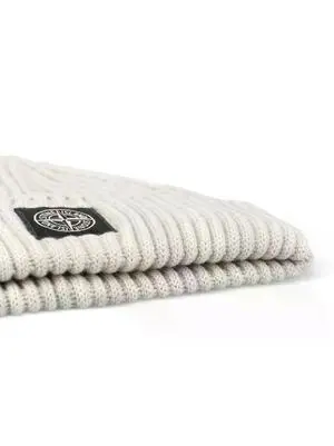 Stone Island Logo Patch Beanie Hat - Grey