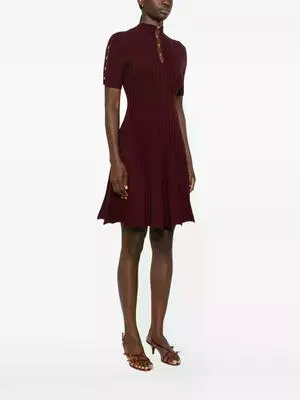 Maje Ribbed Knit Funnel Neck Midi Dress