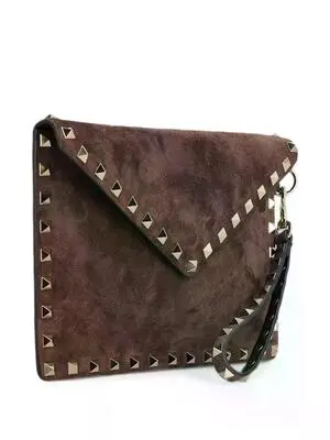 Valentino Garavani Rockstud Suede Clutch Bag