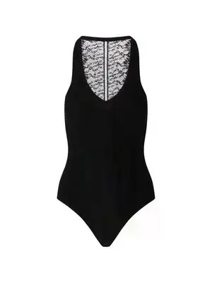 Liu Jo Bodysuit With Lace Insert And V-neckline - Black