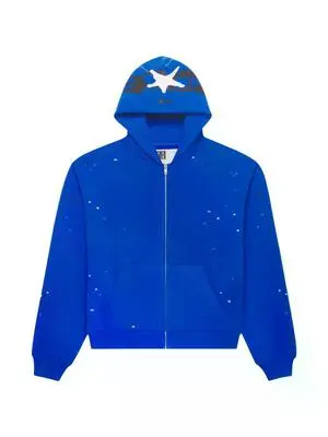 SP5DER Zip-up Hoodie With Star Motif - Blue