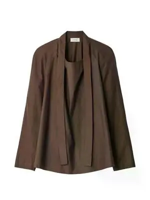 LEMAIRE Ascot Blouse In Washed Cotton Silk - Brown