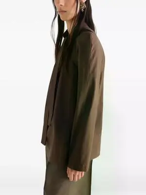 LEMAIRE Ascot Blouse In Washed Cotton Silk - Brown