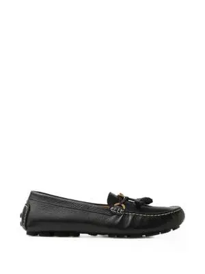 Versace Robin Leather Driving Shoes - Black
