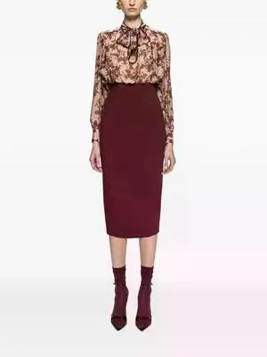 NISSA High-rise Pencil Midi Skirt - Red