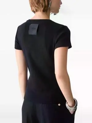 Liu Jo Ribbed T-shirt With Logo Patch