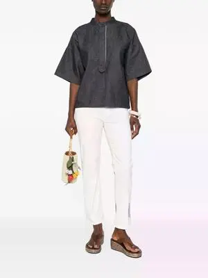 NINE:INTHE:MORNING Short-sleeve Denim Blouse