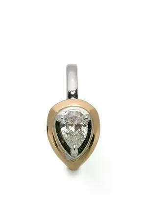 RAINBOW K 9kt Yellow Gold Pear-cut Diamond Huggie Earring - Silver