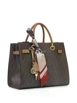 Liu Jo Monogram Satchel Bag With Scarf Accent