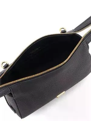 Dolce & Gabbana Logo Plaque Pebbled Leather Shoulder Bag - Black