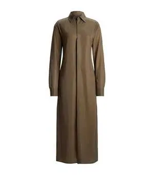 Ralph Lauren Silk Embellished Adrien Dress - Beige
