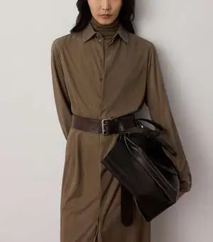 Ralph Lauren Silk Embellished Adrien Maxi Shirt Dress - Beige