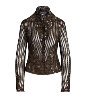 Ralph Lauren Foiled-suede Macramé Jacket