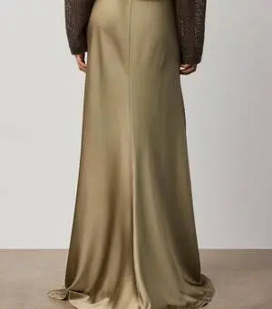 Ralph Lauren Masina Satin Maxi Skirt - Grey