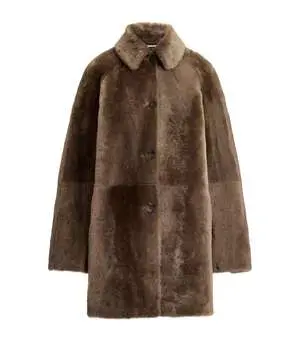 Ralph Lauren Janise Shearling Coat - Beige