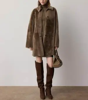 Ralph Lauren Janise Shearling Coat - Beige