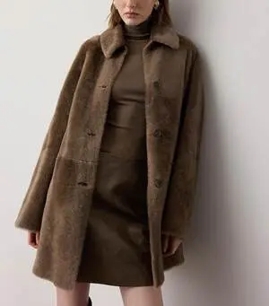 Ralph Lauren Janise Shearling Coat - Beige