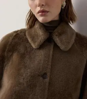 Ralph Lauren Janise Shearling Coat - Beige