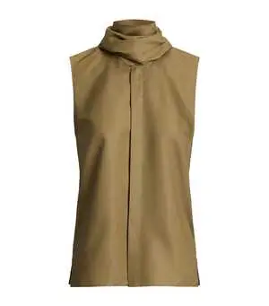 Ralph Lauren Silk Taffeta Gilmore Top With Jabot Detail - Grey