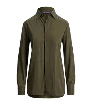 Ralph Lauren Embellished Silk Shirt - Green