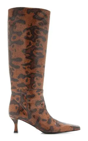 Proenza Schouler Trap Python-embossed Leather Knee High Boots - Animal