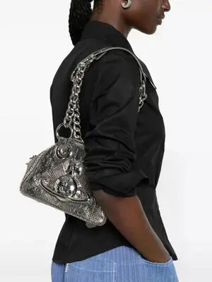 VIVIENNE WESTWOOD Orb Snakeskin-effect Shoulder Bag - Grey