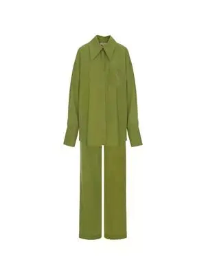 CUANNA Pointed-collar Suit With Wide-leg Trousers