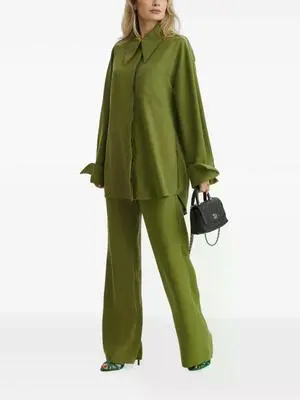 CUANNA Pointed-collar Suit With Wide-leg Trousers