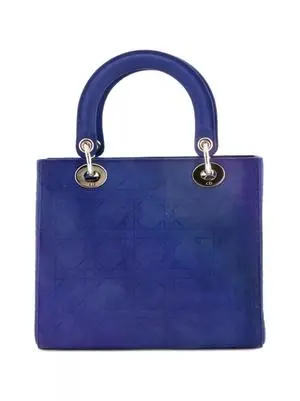 Dior Christian Dior Lady Dior Bag Cannage Embossed Matte Calfskin Satchel Blue