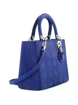 Dior Lady Bag Cannage Embossed Matte Calfskin Satchel - Blue