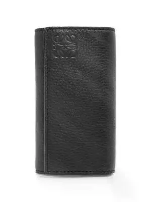 Loewe Anagram Grained Leather Key Case - Black