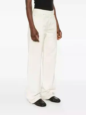 Brunello Cucinelli Beige Cotton Pressed Crease Wide Leg Jeans