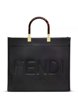 Fendi Sunshine Logo-embossed Tote Bag - Black