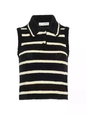 Altuzarra Sleeveless Striped Knit Top - Black