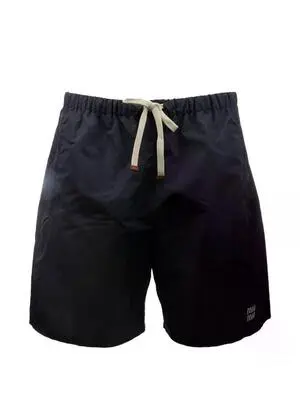 Miu Miu Logo Print Drawstring Knee-length Shorts - Blue