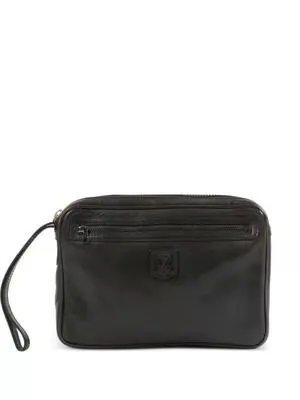 Celine Leather Triomphe Clutch Bag - Black